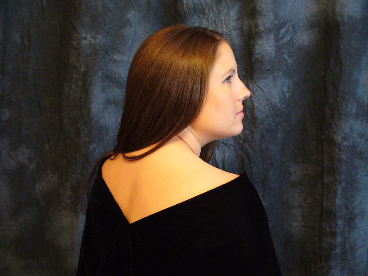 Senior Graduation V Neck Drapes Black Velvet for Photography Portraits